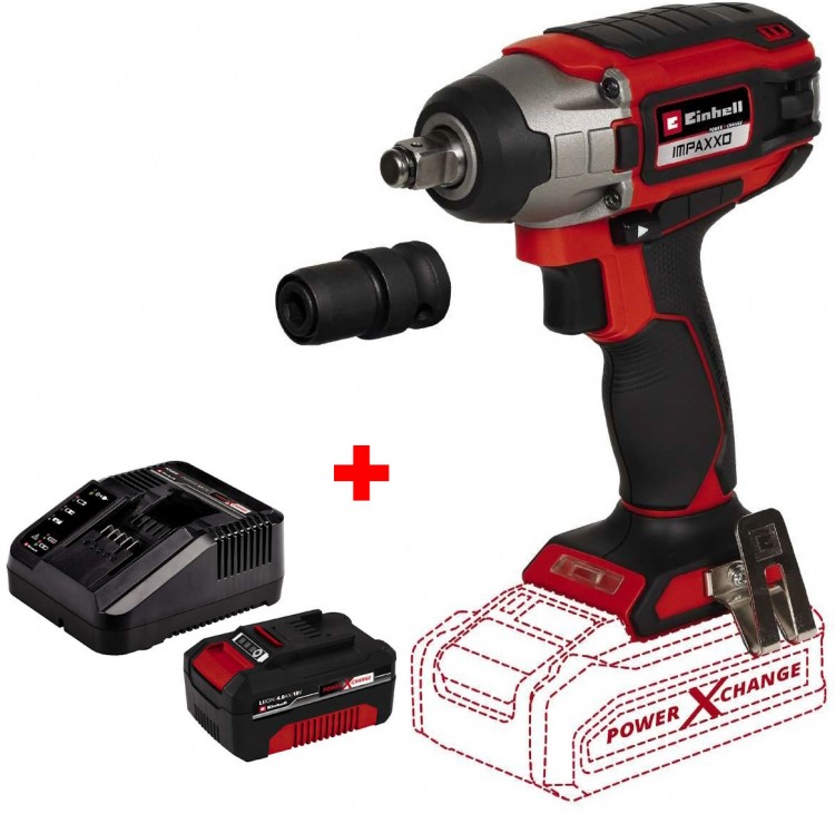 Набор ударный гайковерт бесщеточный Einhell IMPAXXO 18/230 - Solo + зарядное устройство и ...